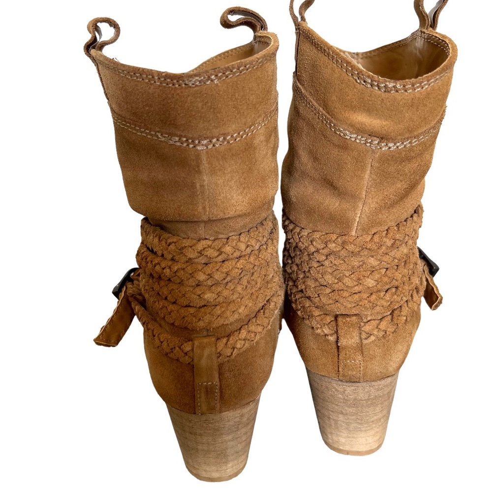 Dingo Slouchy Braided Suede Western Boots In Light Br… - Gem
